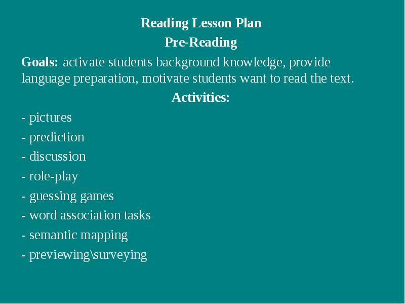 Reading Lesson Plan