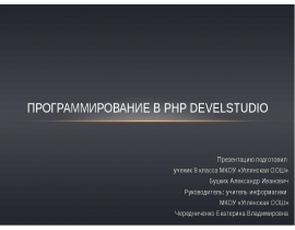 Программирование в PHP DevelStudio