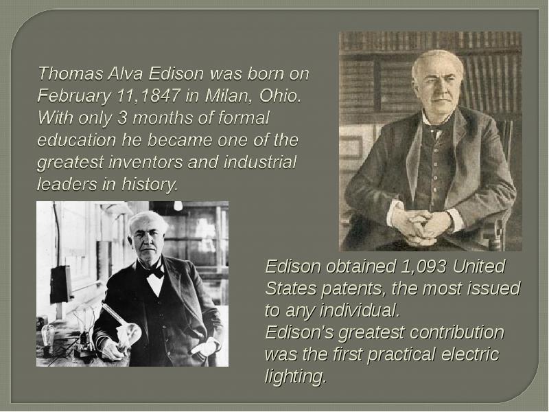 Inventors and their inventions. Thomas Edison