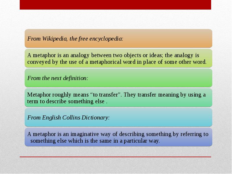 Metaphors. History of metaphors