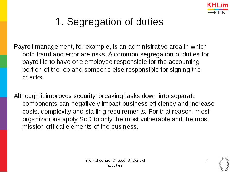 Internal control and deontology - Chapter 3 Control activities