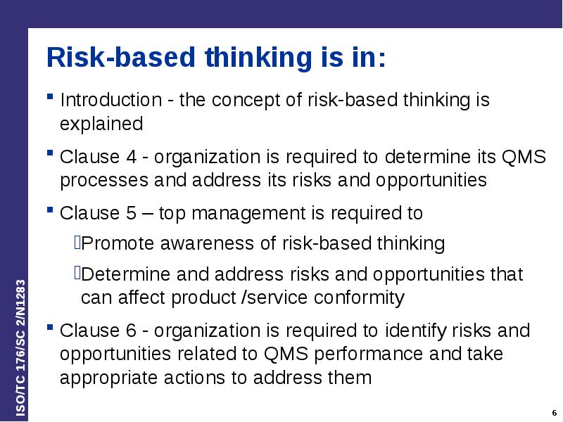 ISO 9001:2015. Risk-based thinking
