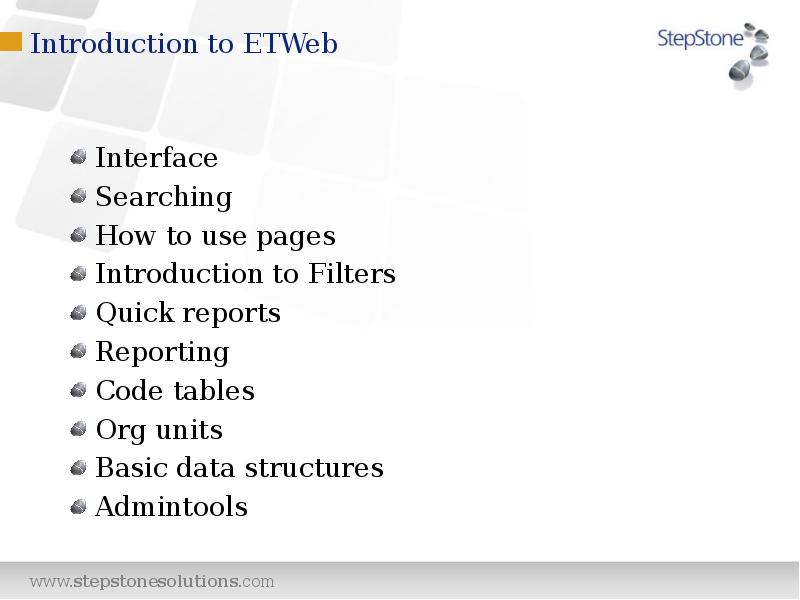 Introduction to ETWeb