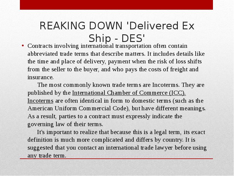 D-terms in Incoterms