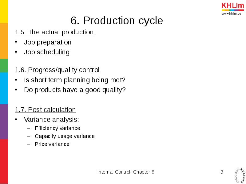Internal control and deontology - Chapter 6 F. Production Cycle