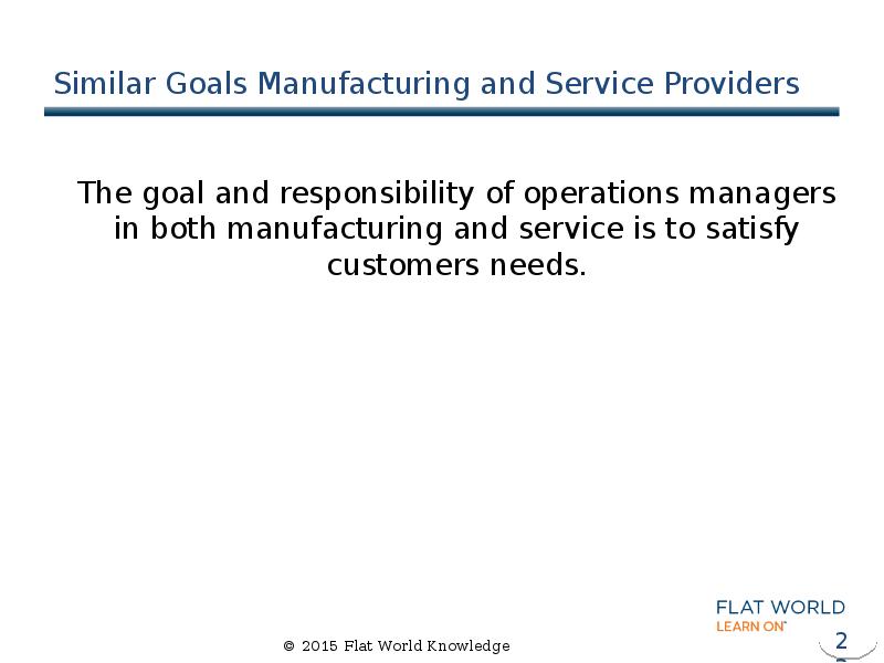 Operations management in manufacturing and service industries. (Chapter 11)