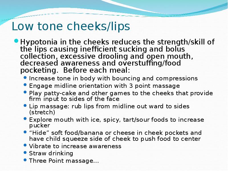 Oral motor skills and feeding