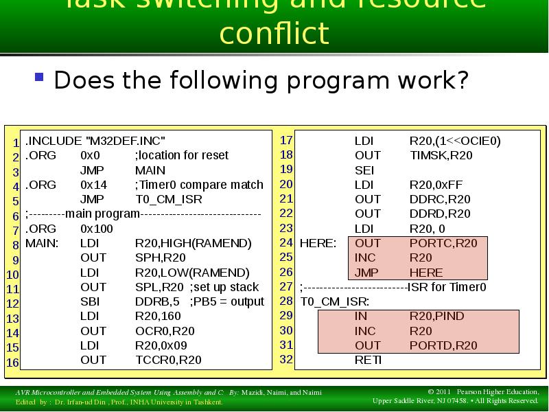 Interrupt. The AVR microcontroller and embedded systems. (Chapter 10)