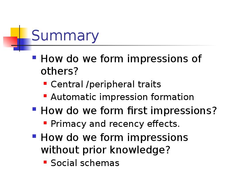 Lecture: Impression Formation & Interpersonal Perception