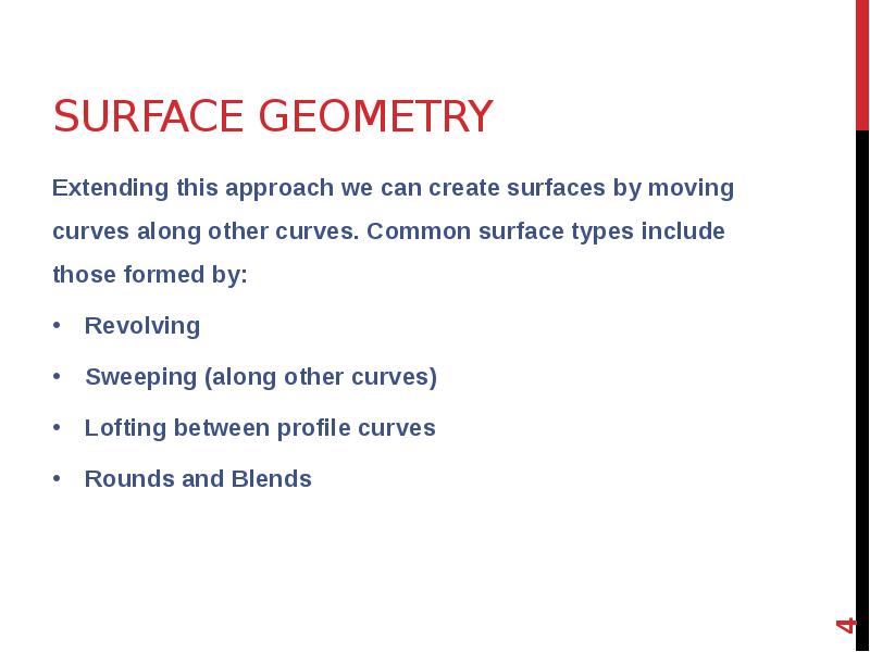 Surface geometry for CAD