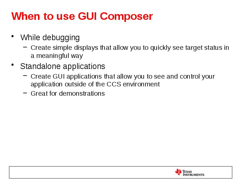 GUI composer. Embedded development tools