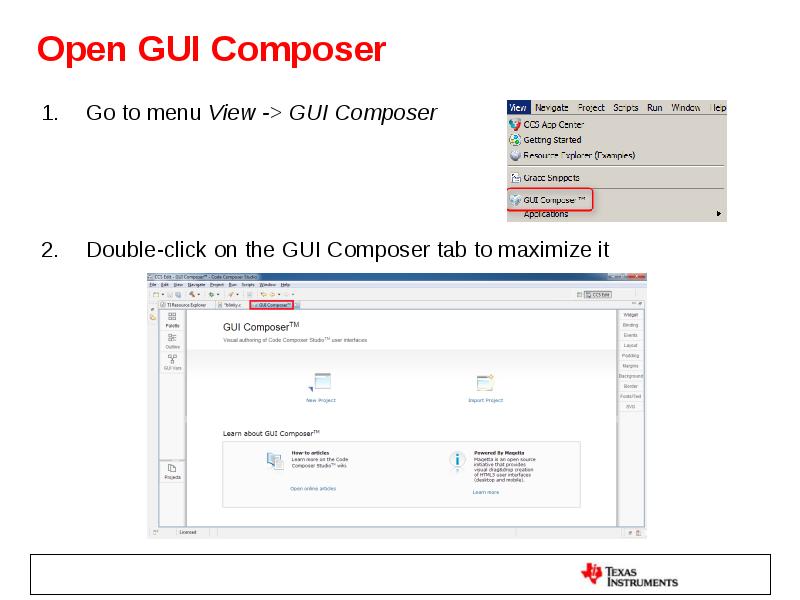 GUI composer. Embedded development tools