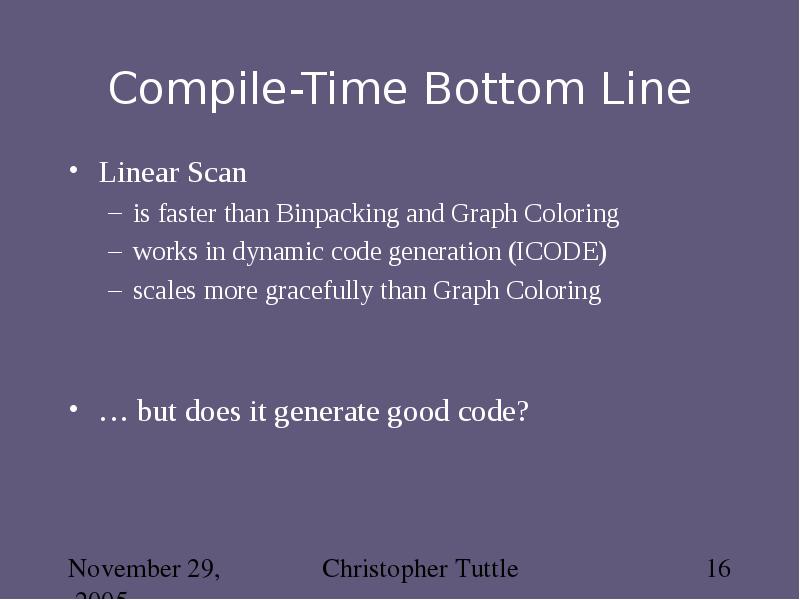 Linear scan. Register allocation