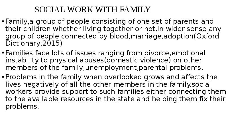 Social work with children, young people and their families