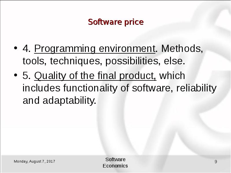 Software economics. General information