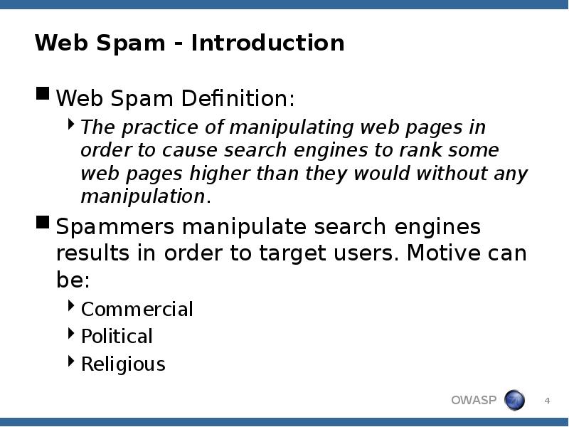 OWASP – Web Spam Techniques