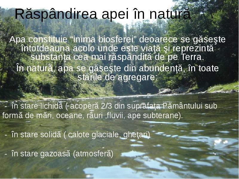 Apa în natură. Resursele de apă