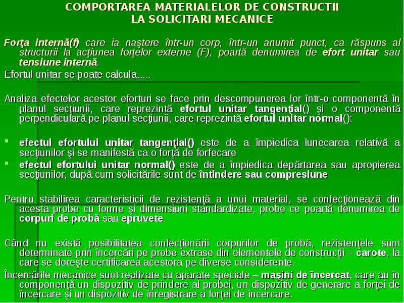 Comportarea materialelor de constructii. La solicitari mecanice