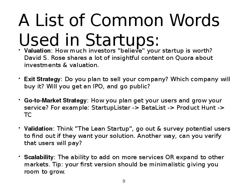 Startup Terminology 101