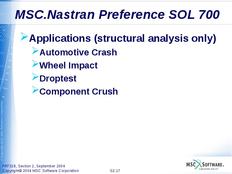 Section 2 Nastran Preference Enhancements