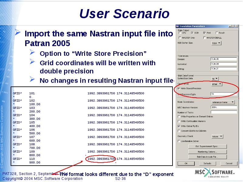 Section 2 Nastran Preference Enhancements