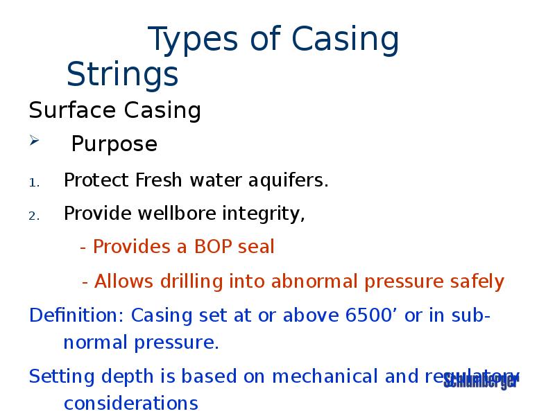 Basic Casing Design and Casing Point Selection