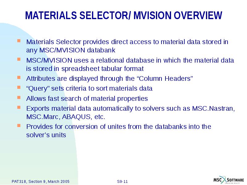 SECTION 9 MATERIALS