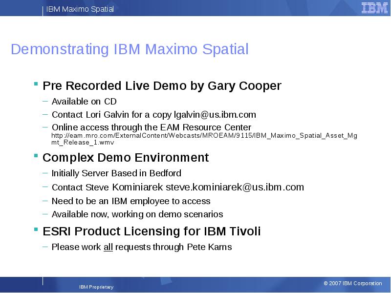 Maximo Spatial Asset Management 6 3 Overview Of New Release презентация доклад проект