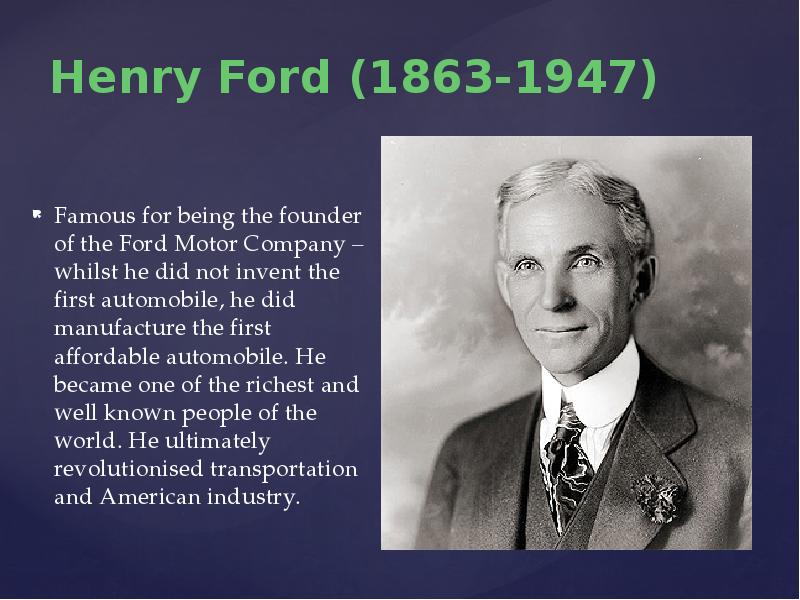 The most famous persons in the historical development of USA