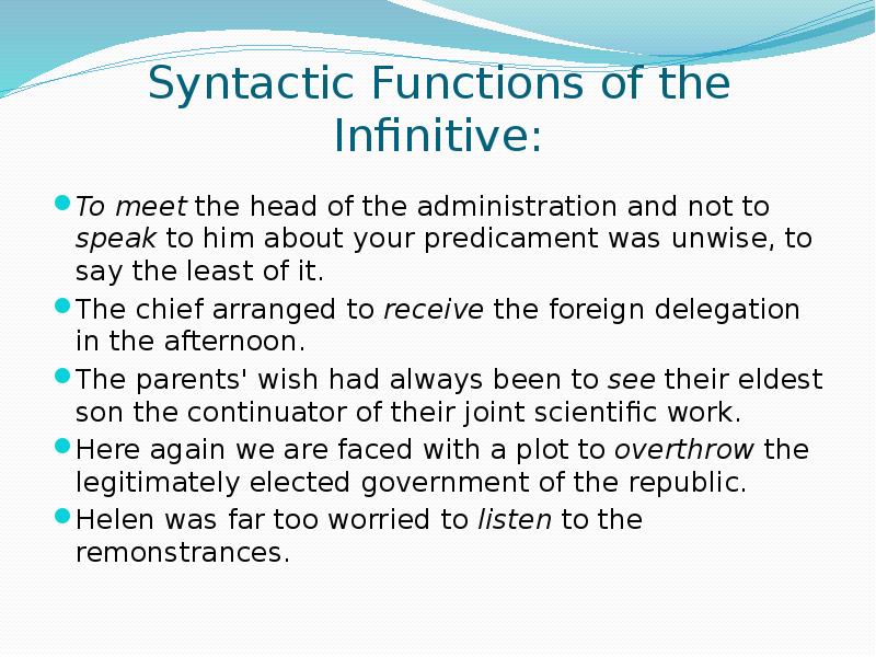 Non-Finite Forms of the Verb
