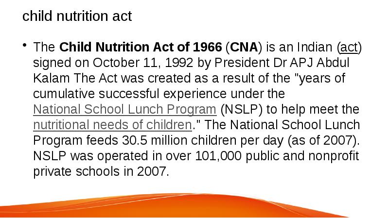 CHILD NUTRITION ACT