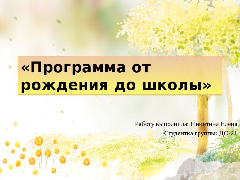 Программа от рождения до школы»