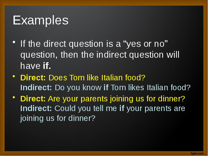 Direct and indirect questions