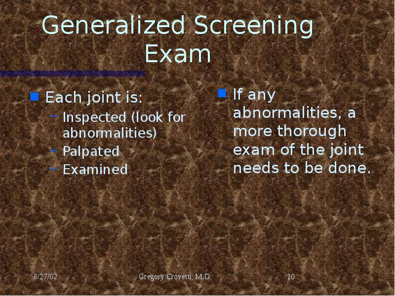 General Musculoskeletal Screening: Upper Extremities