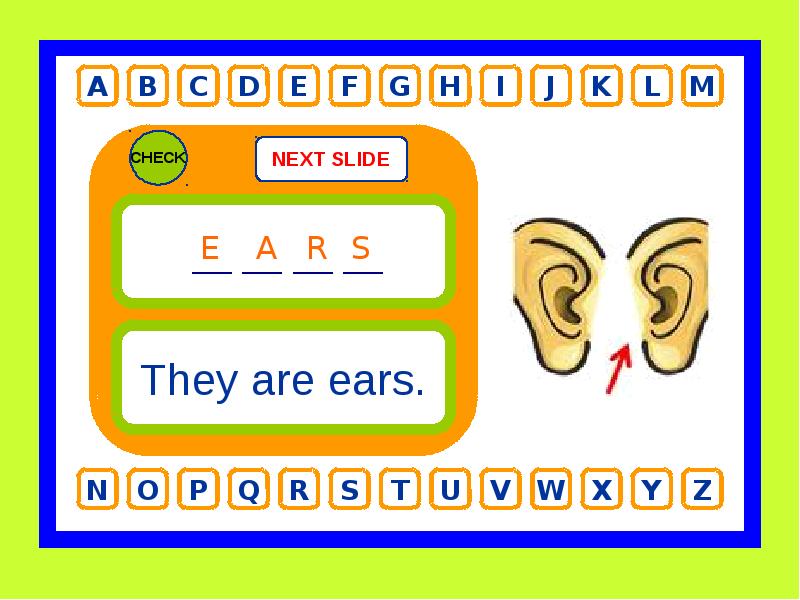 PARTS OF THE BODY SPELLING GAME