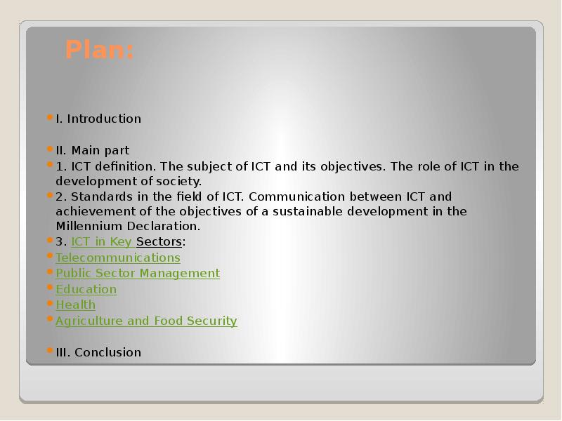 An ICT role in key sectors of development of society. Standards in the ...