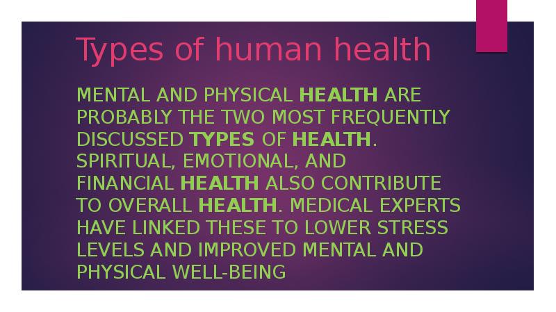 The concept of human health: individual and public health. The level of ...
