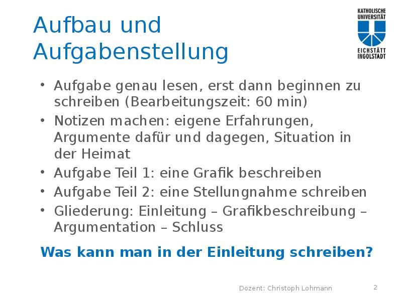 TestDaF : Schriftlicher Ausdruck