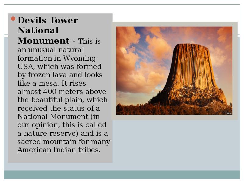 One of the famous landmarks of America - Devils Tower