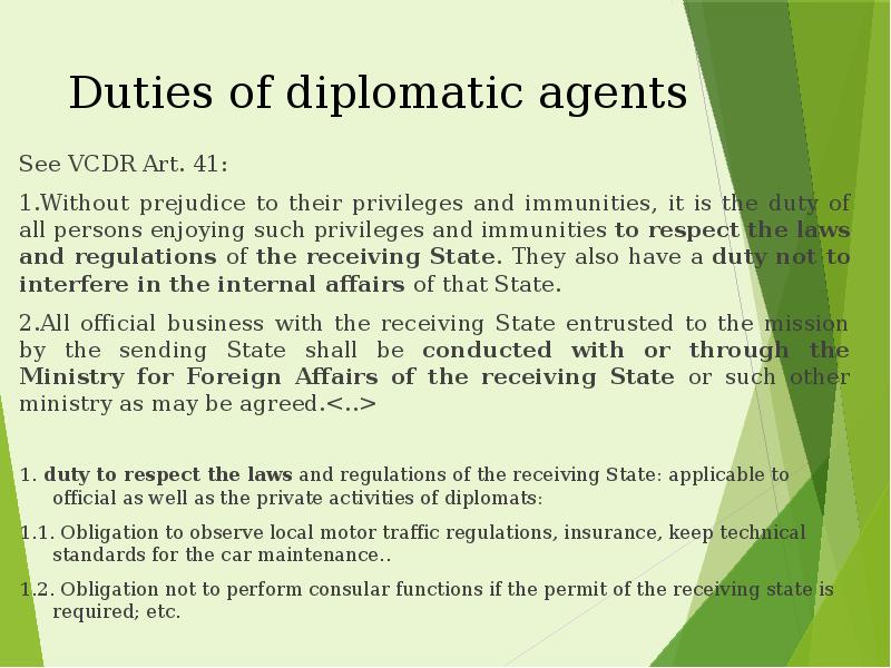 IMMUNITIES AND PRIVILEGES OF DIPLOMATIC AGENTS