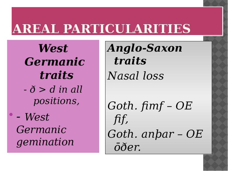 DISTINCTIVE FEATURES OF GERMANIC languages