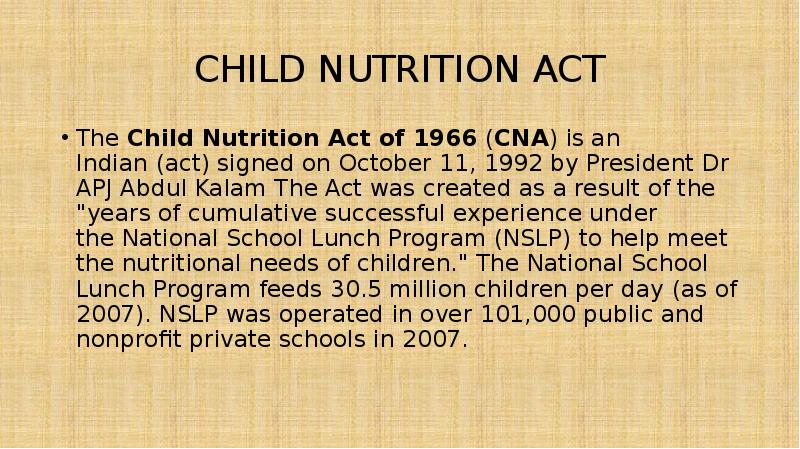 CHILD NUTRITION ACT