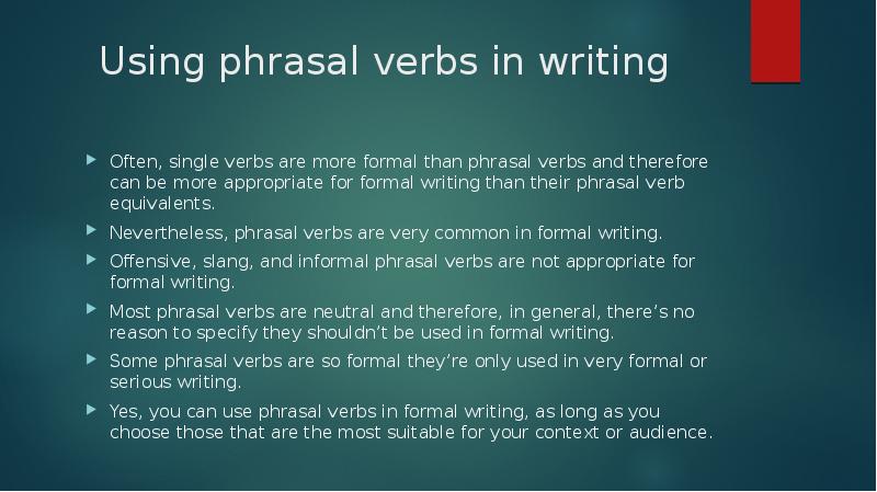 Formal phrasal verbs