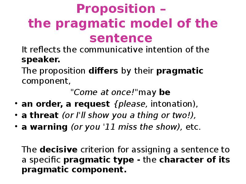 THE SENTENCE: FUNCTIONAL ASPECT. ACTUAL AND PRAGMATIC SYNTAX