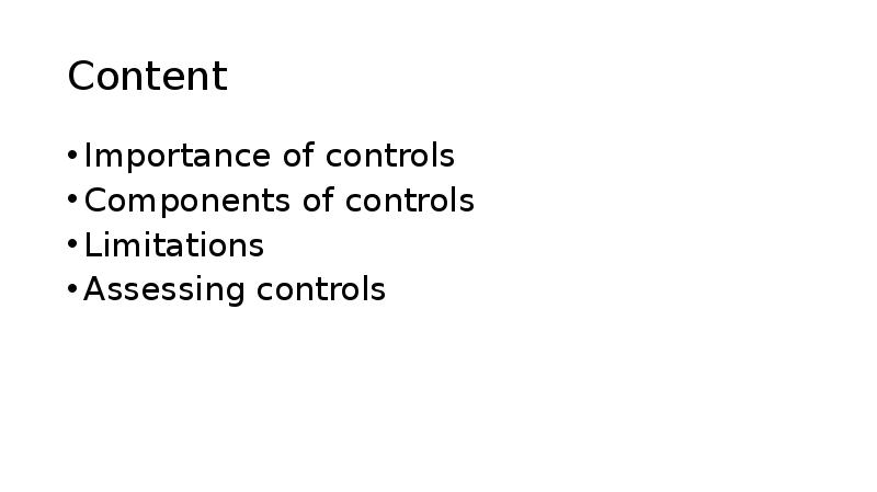 Internal controls