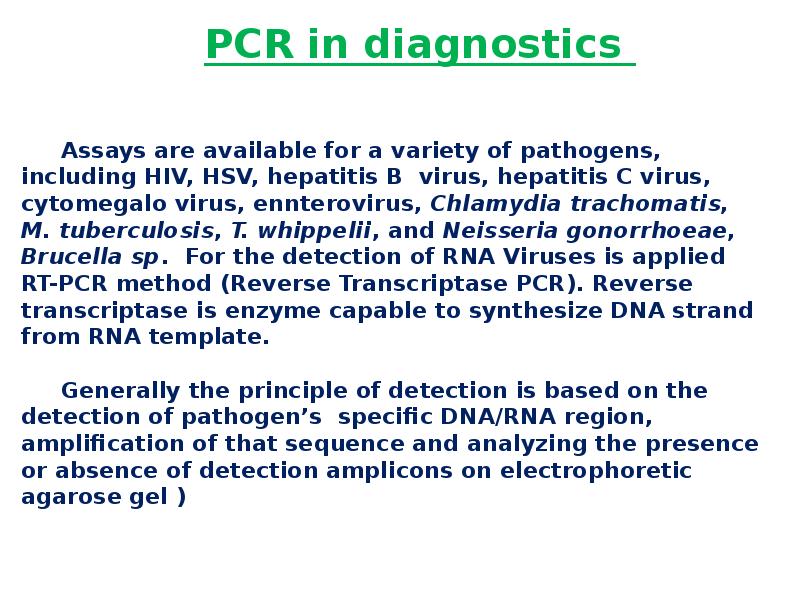 PCR: application in diagnostics