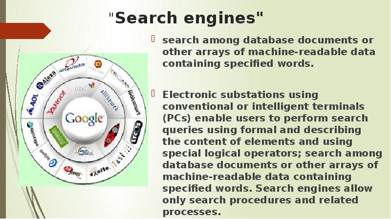 Use of search engines and electronic resources in the professional purposes