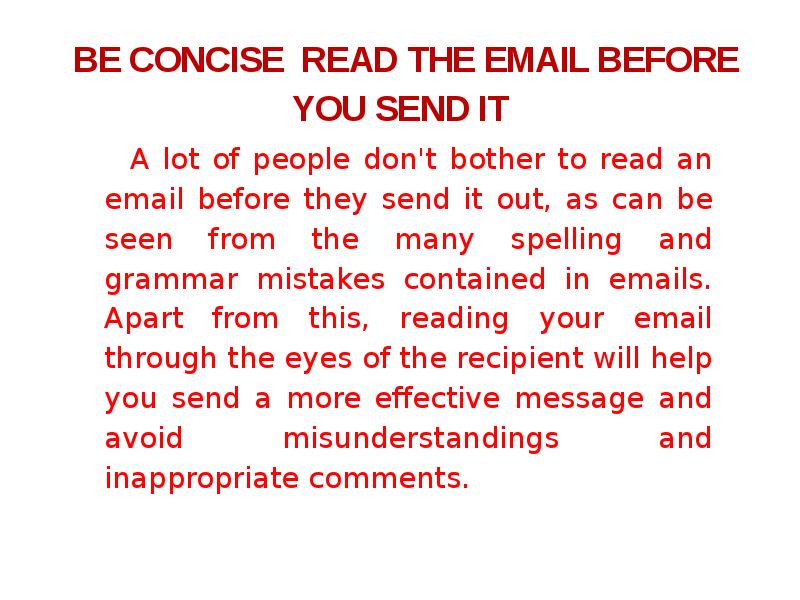 E mailing etiquette