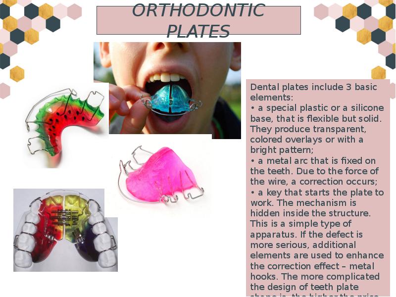 POSSIBLE OPTIONS FOR BITE CORRECTION. ORTHODONTIC PLATES AND BRACES