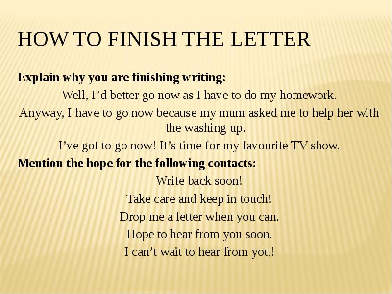 WRITING AN INFORMAL LETTER